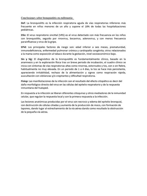 Conclusiones Sobre Bronquiolitis En Enfermería Pdf