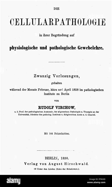Virchow Title Page 1858 Ntitle Page Of Rudolph Virchows Die