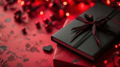 Black Notebook On Red Background With A T Box Valentine S Day