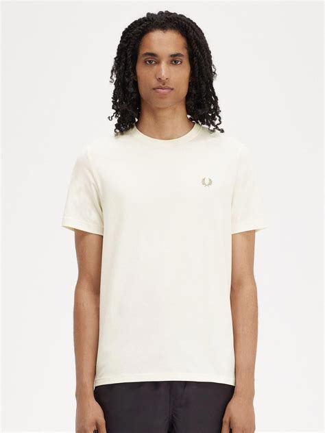 Fred Perry Mens Ecru Crew Neck T Shirt Designerwear