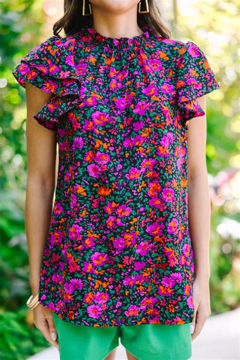On Your Heart Black Ditsy Floral Blouse Shop The Mint