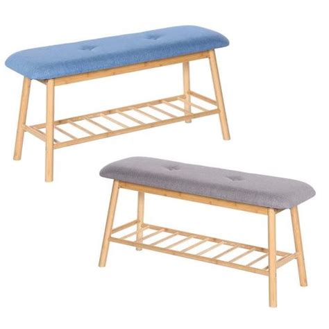 BUL Tissu Pin Banc d entrée Scandinave Bleu 90 34 45 cm Cdiscount