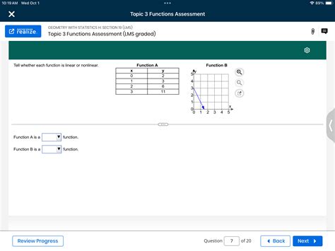 Tell Whether Each Function Is Linear Or Nonlinear Function A X Y