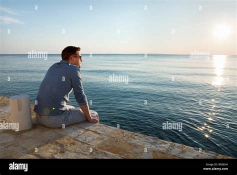 Man At Sea Stock Photo Alamy