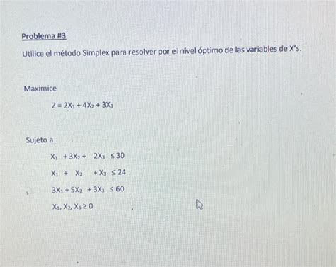 solved problema 1 utilice el método simplex para resolver