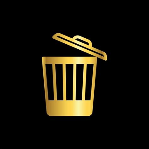 Premium Vector Gold Color Garbage Bin Icon Vector Template Logo Trendy Collection Flat Design