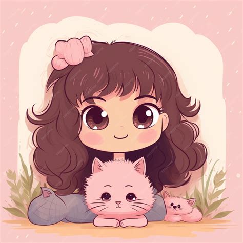 Premium Ai Image Girl And Cat Portrait