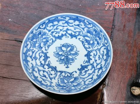 清中期细路青花缠枝莲盘 青花瓷 林邑崇古7788收藏