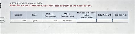 Solved Complete Without Using Table Note Round The Total Chegg