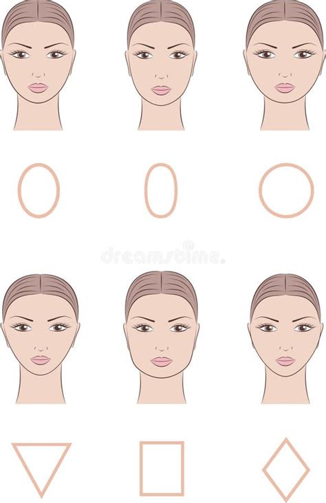 Female Face Set Of Geometric Shapes Facial Structures Front Side