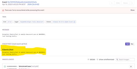 Adding Exception Details Appears To Mess Up The Report On Sentry