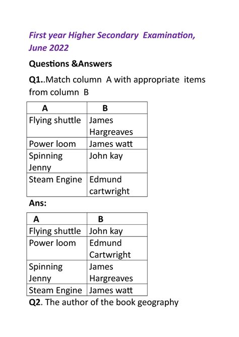 History Class 11 Exam Questions And Answers First Year Higher Secondary Examination June 2022