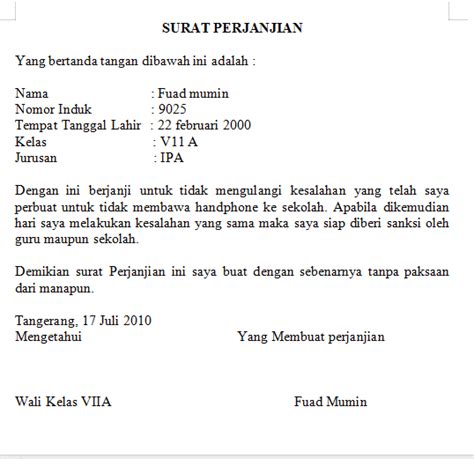 Contoh Surat Perjanjian Siswa Yang Bermasalah 53 Koleksi Gambar