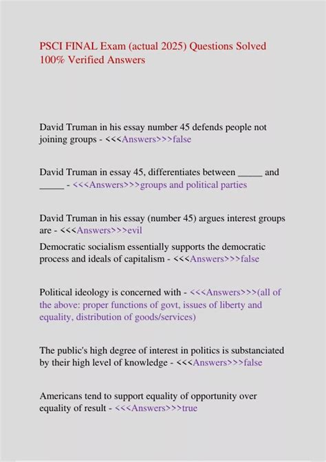 Psci Final Exam Actual 2025 Questions Solved 100 Verified Answers Psci Stuvia Us