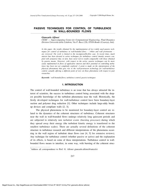 Pdf Passive Techniques For Control Of Turbulence In Wall Bounded Flows