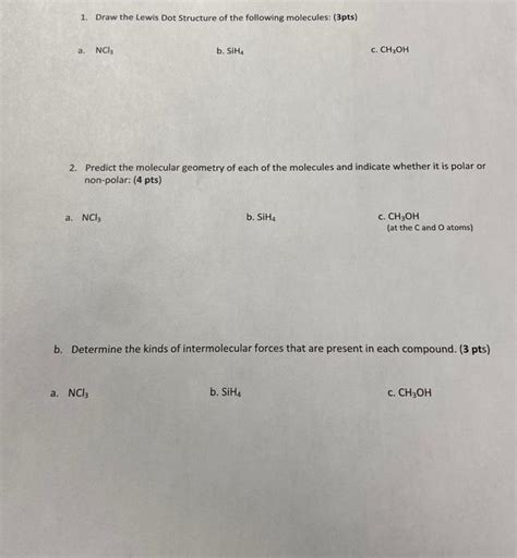 Solved Draw The Lewis Dot Structure Of The Following Chegg