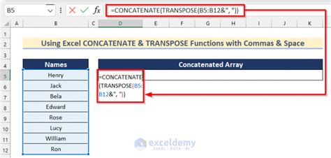 Combine CONCATENATE TRANSPOSE Functions In Excel