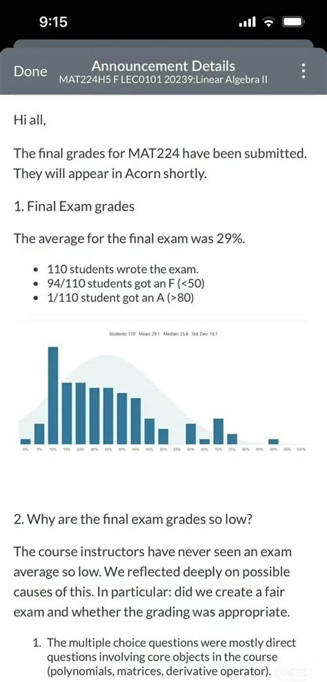 Is This Mat224 Final Average Fr Not My Class Friend Sent Me R Uoft