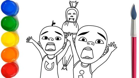 Menggambar Dan Mewarnai Upin Ipin Dikejar Pocong
