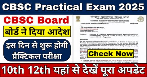 CBSC Board Practical Exam 2025 सबएसई बरड परकटकल परकष तथ