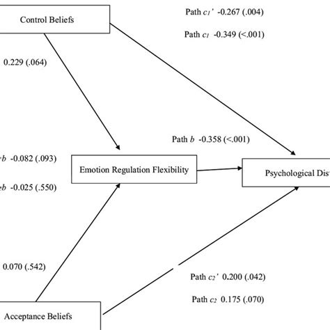 Standardised Beta Values For The Mediation Model With Acceptance