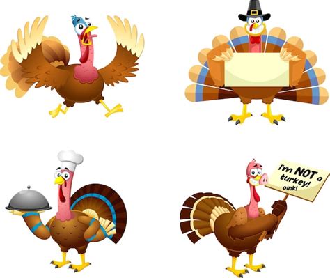 Diseño Plano De Personajes De Dibujos Animados De Turquía Conjunto De