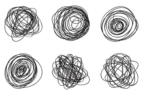 Chaotic Hand Drawn Scribble Sketch Circle Object With Start And End Isolated On White Background