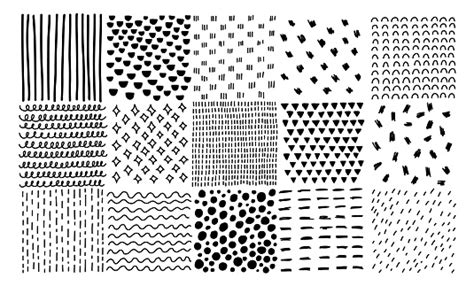 손으로 그린 낙서 스타일로 설정된 크로스 해칭 패턴 해치 사각형 드로잉 기술 기하학적 모양 획 간단한 스케치 디자인 요소 벡터 고립된 집합 의 Hatching