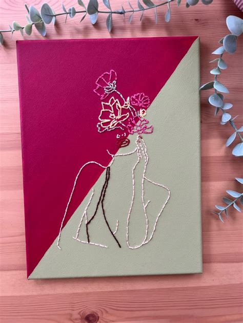 Canvas Embroidery Thread Art Drawings Art