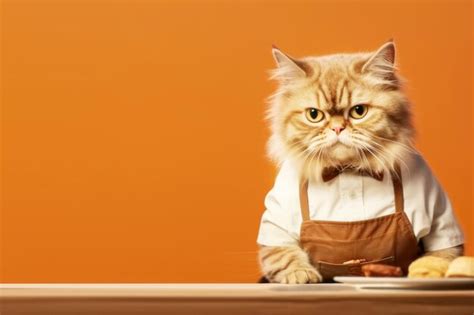 Premium Ai Image Cute Fluffy Cat Baristas Standing In Bar Counter On