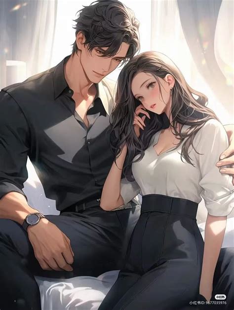 A Man Sitting Next To A Woman On Top Of A Bed