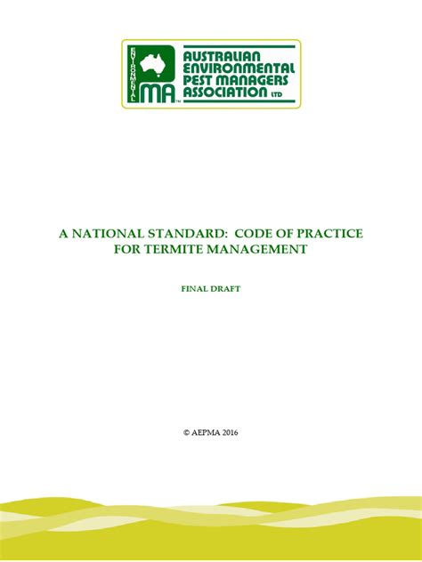 A National Standard Code Of Practice For Termite Management Draft Pdf