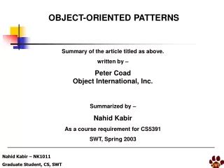 PPT OBJECT ORIENTED PATTERNS PowerPoint Presentation Free Download ID 9377495