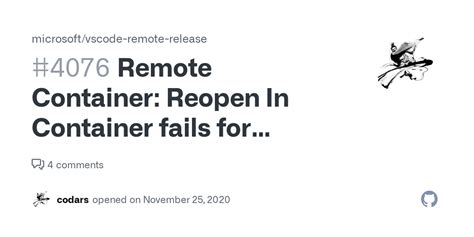 Remote Container Reopen In Container Fails For Remote Host Issue
