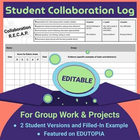 EDITABLE Babe Collaboration Group Project Log Featured On EDUTOPIA En 2024