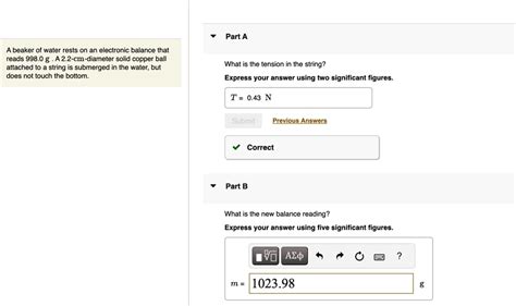SOLVED Part A A Beaker Of Water Rests On An Electronic Balance That