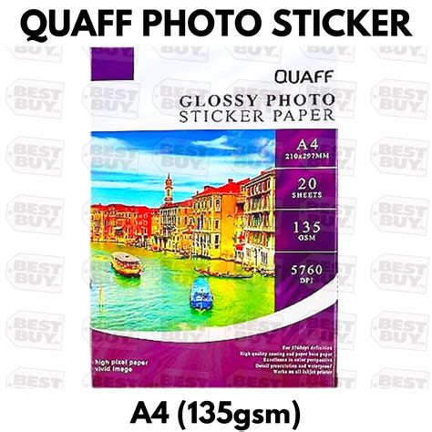 Quaff Glossy Photo Sticker Paper 90 135 Gsm A4 Size Shopee Philippines