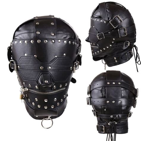 Sm Leather Totally Enclosed Hood Mask Bdsm Head Bondage Harness Slave