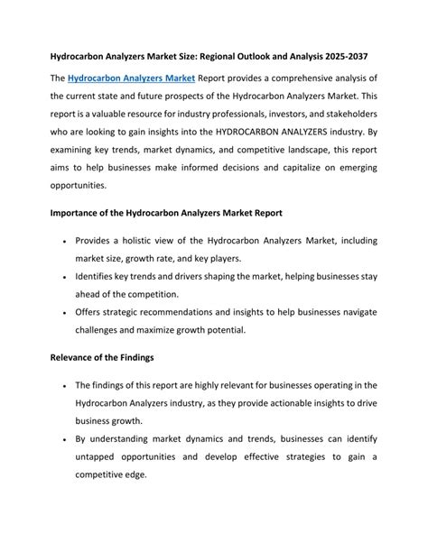 Ppt Hydrocarbon Analyzers Market Size Regional Outlook And Analysis