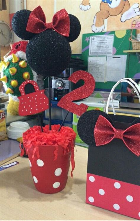 Centro De Mesa Minnie Y Bolsita Minnie Mouse Theme Party Minnie Mouse