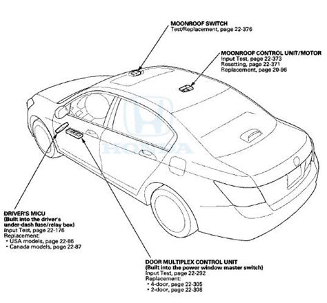 Honda Accord Component Location Index Moonroof Body Electrical