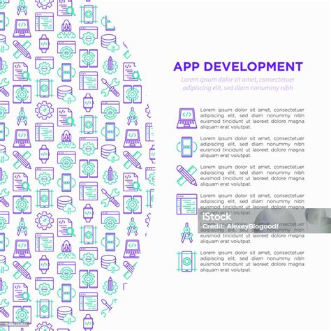 얇은 선 아이콘 App 개발 컨셉 코드 멀티태스킹 스마트 시계 애플 리 케이 션 엔지니어링 업데이트 클라우드 데이터베이스 테스트