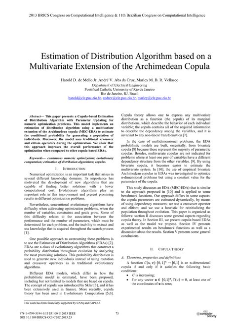 Pdf Estimation Of Distribution Algorithm Based On A Multivariate