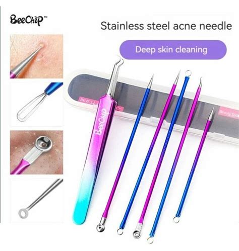 다양한 스테인리스 스틸 여드름 바늘 더블링 블랙헤드 및 포퍼 화이트 헤드 제거 6개 220032 티몬