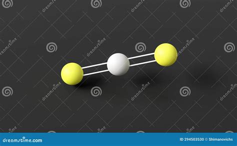 Carbon Disulfide Molecule 3d Rendering Flat Molecular Structure With