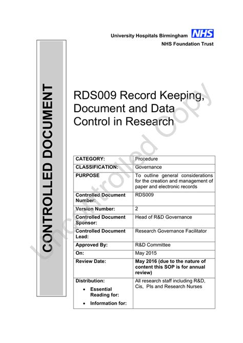 Controlled Document Uncontrolled Copy