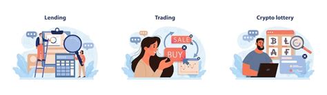 Premium Vector Defi Decentralized Finance Set Smart Distributed Ledger Technologies For