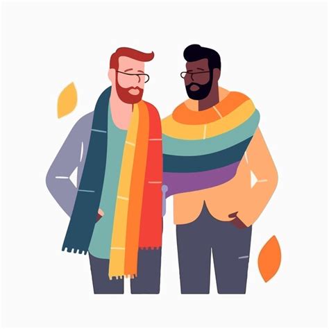 Un Retrato De Una Pareja Gay Con Una Bandera Del Arco Iris El Concepto