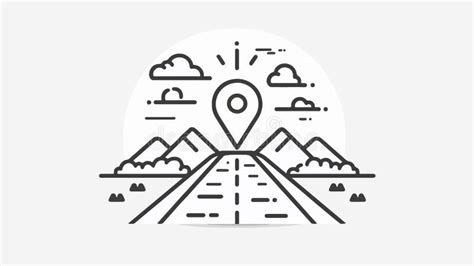 Navigating The Route With Gps Pin Navigator Outline Icon Stock Vector Illustration Of Road