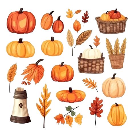 Autumn Set Cozy Fall Season Decoration Objects Elements For Autumn